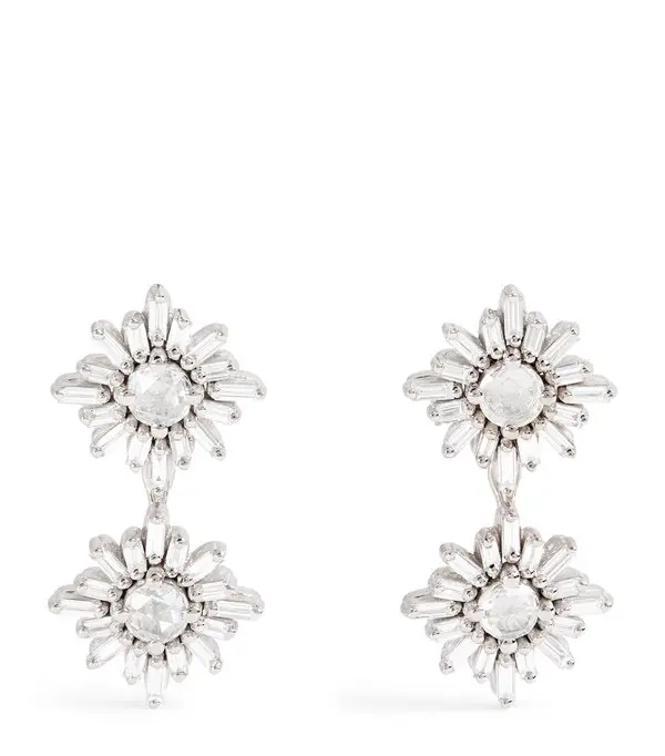 SUZANNE KALAN Gold And Diamond Doublet Earrings - White