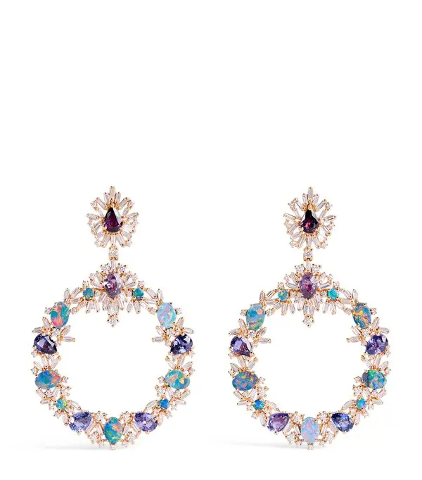 SUZANNE KALAN Diamond, Sapphire And Opal One Of A Kind Drop Earrings - Rose Gold