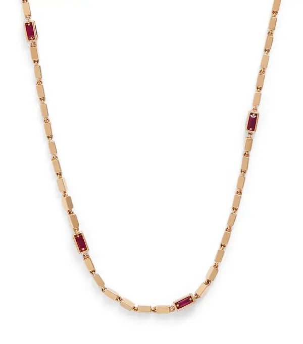 SUZANNE KALAN And Ruby Block-chain Necklace - Rose Gold