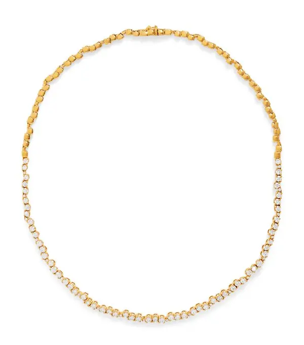 SUZANNE KALAN Yellow And Diamond Deco Tennis Necklace - Gold