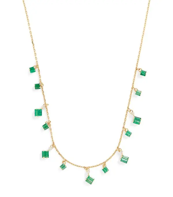 SUZANNE KALAN Yellow Diamond And Emerald Bold Cascade Necklace - Gold