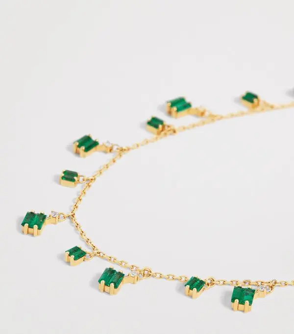 SUZANNE KALAN Yellow Diamond, And Emerald Bold Cascade Necklace