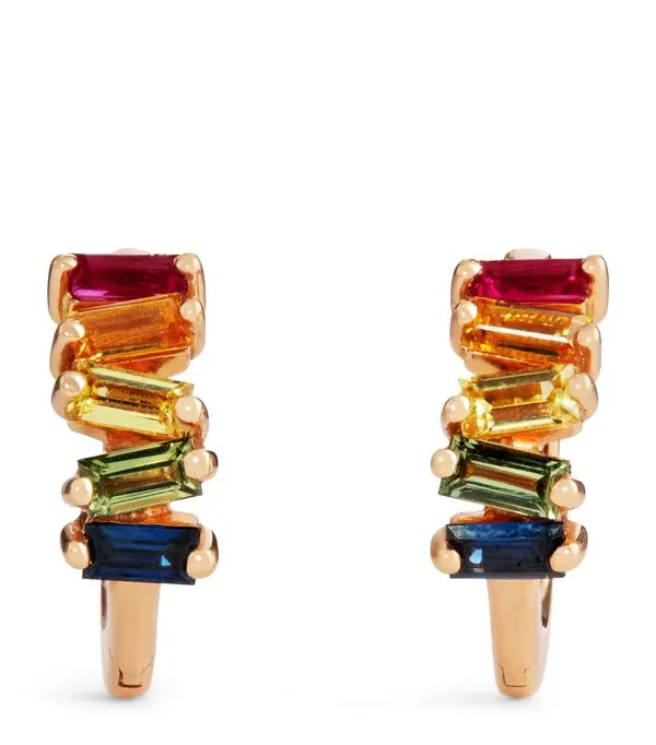 SUZANNE KALAN And Sapphire Rainbow Huggie Earrings - Rose Gold