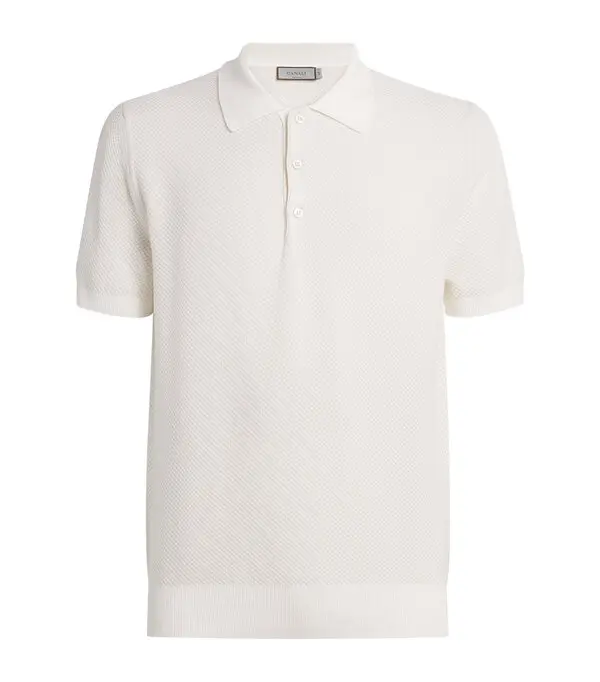 Canali Cotton Micro-jacquard Polo Shirt - Green