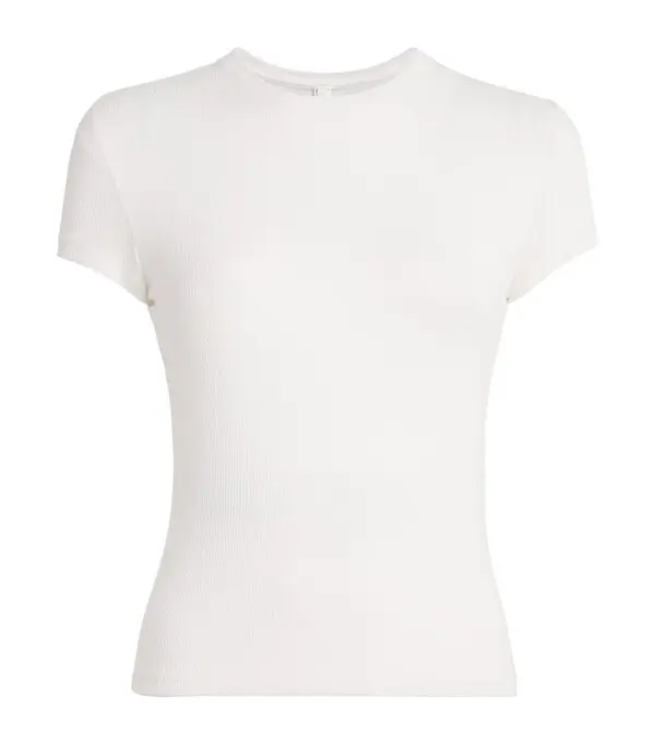 SKIMS Semi-sheer Ribbed T-shirt - White