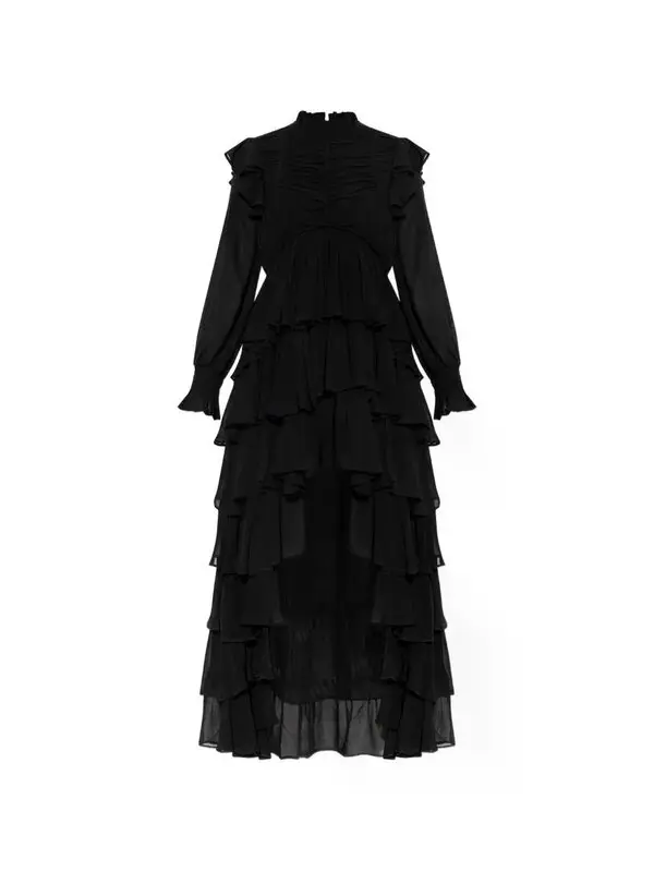 ALLSAINTS Leila Ruffled Long-sleeve Midi Dress - Black