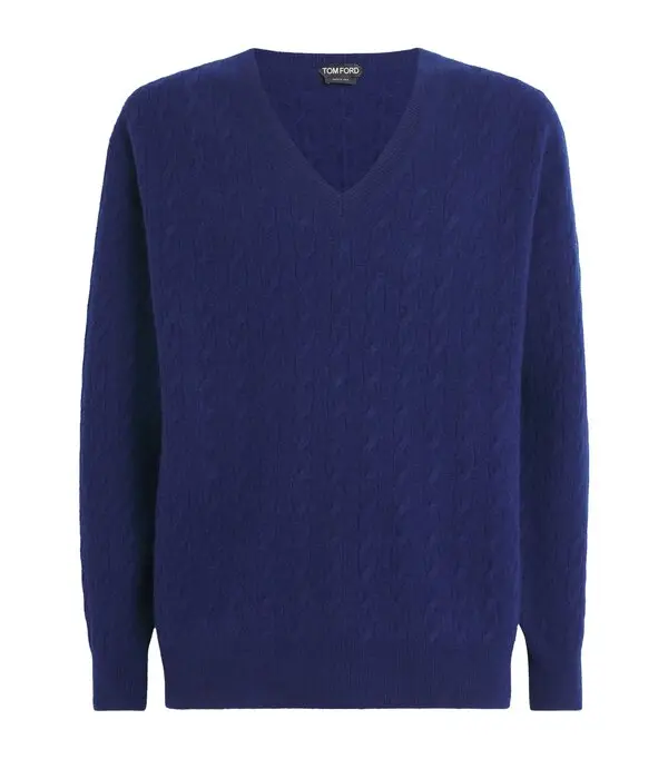 TOM FORD Wool Cable-knit V-neck Sweater