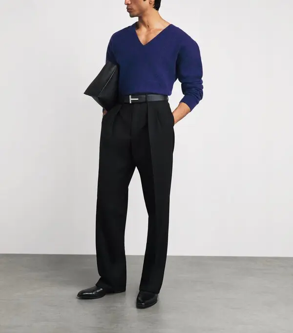 TOM FORD Wool Cable-knit V-neck Sweater