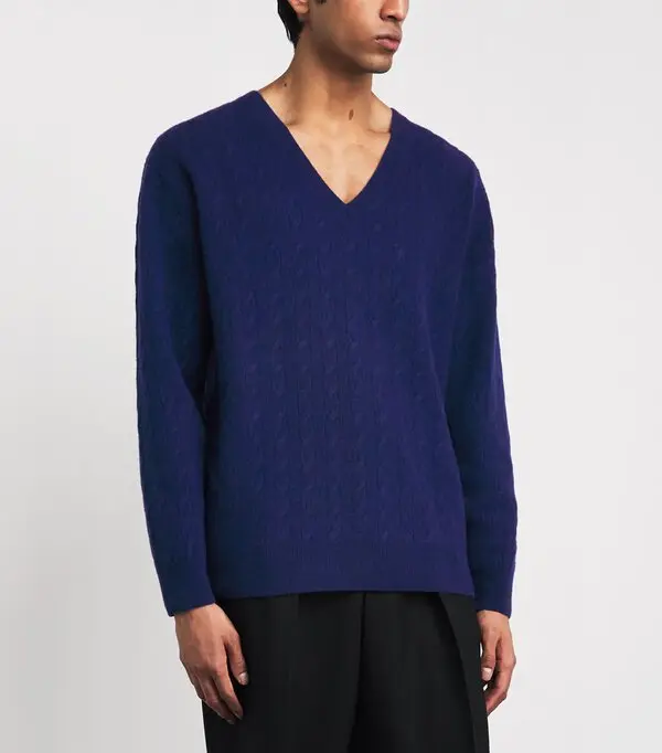 TOM FORD Wool Cable-knit V-neck Sweater