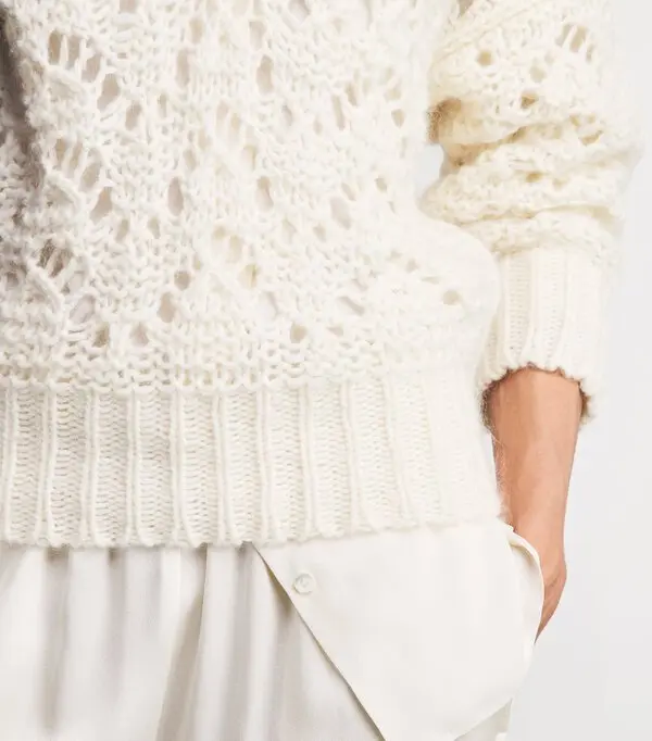 Fabiana Filippi Open-knit V-neck Sweater - White