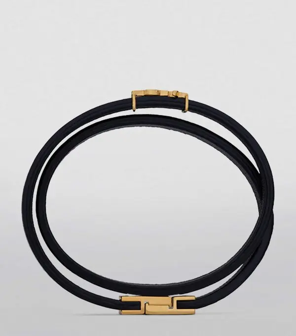 Saint Laurent Leather Opyum Double Wrap Bracelet