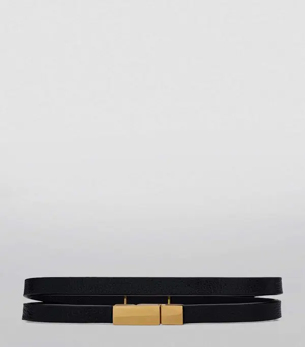 Saint Laurent Leather Opyum Double Wrap Bracelet