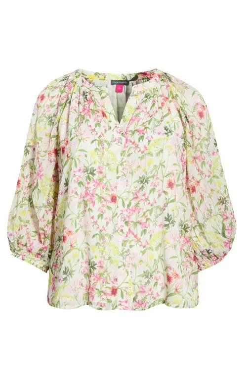 Vince Camuto Floral Button-up Shirt - Ivory/raspberry