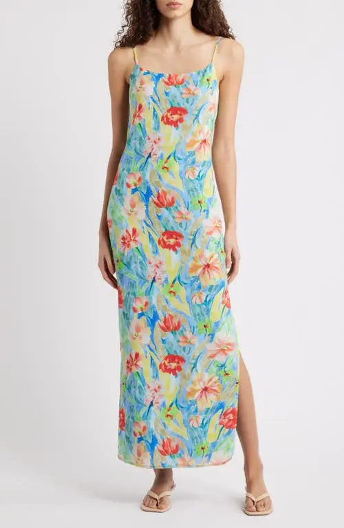 Sam Edelman Floral Scoop Neck Maxi Dress - Blue Multi