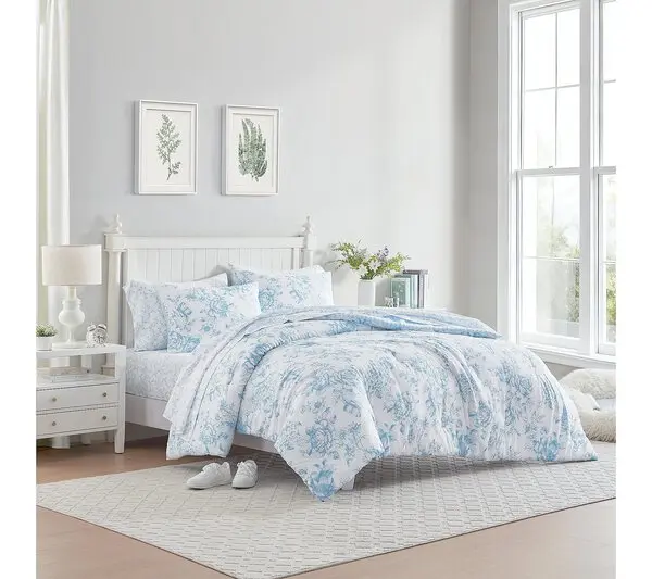 Laura Ashley Delphine Blue 5-pc Twin Comforter Set
