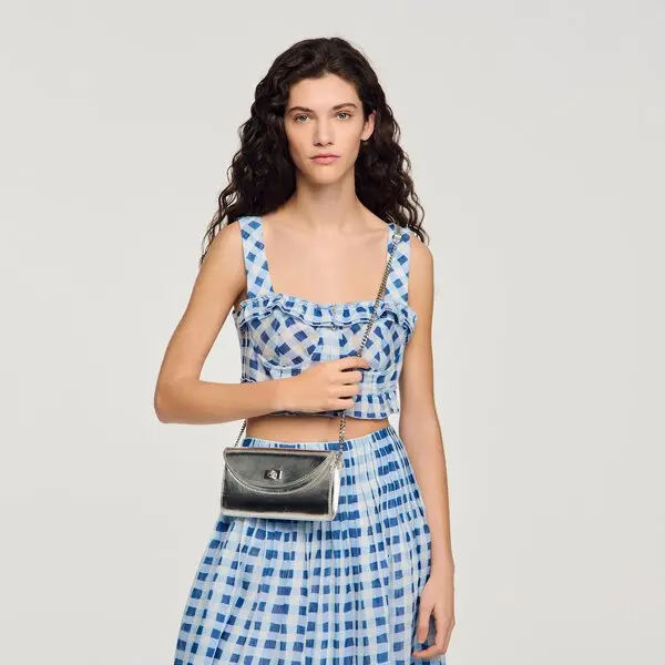 Sandro Mambo Metallic Leather Clutch - Silver