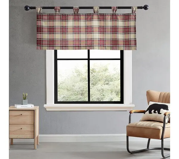 Eddie Bauer Edgewood Plaid Red 50x20 Window Val Ance