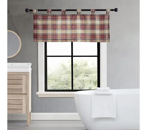 Eddie Bauer Edgewood Plaid Red 50x20 Window Val Ance