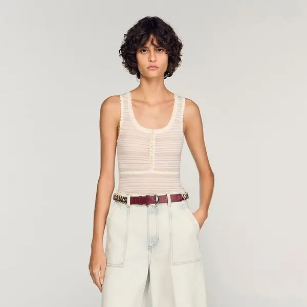 Sandro Leather Belt With Metal Detail