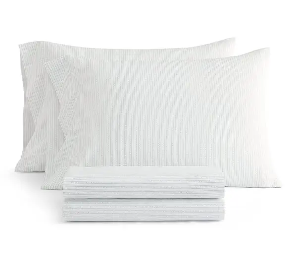 MARTHA STEWART Dottie Stripe White/green Cotton Twin Sheet Set - One-color
