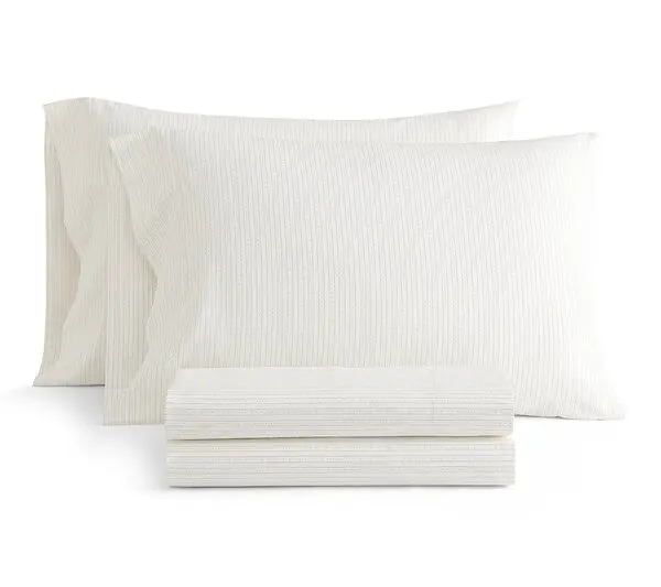 MARTHA STEWART Dottie Stripe White/gold Cotton King Sheet Set - One-color