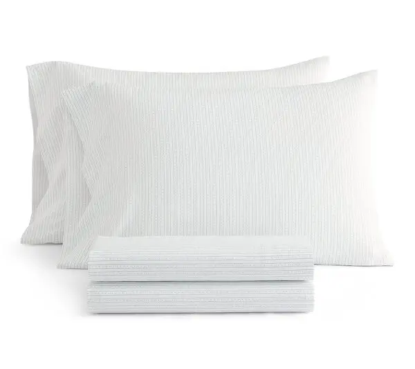MARTHA STEWART Dottie Stripe White/green Cotton King Sheet Set - One-color