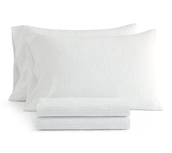 MARTHA STEWART Dottie Stripe White/green Cotton Full Sheet Set - One-color