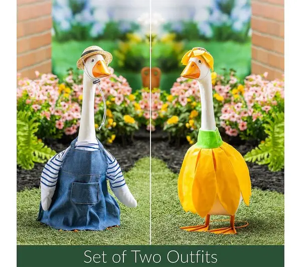 EVERGREEN Giddy The Porch Goose Set Of 2 Summer Outfit - One-color