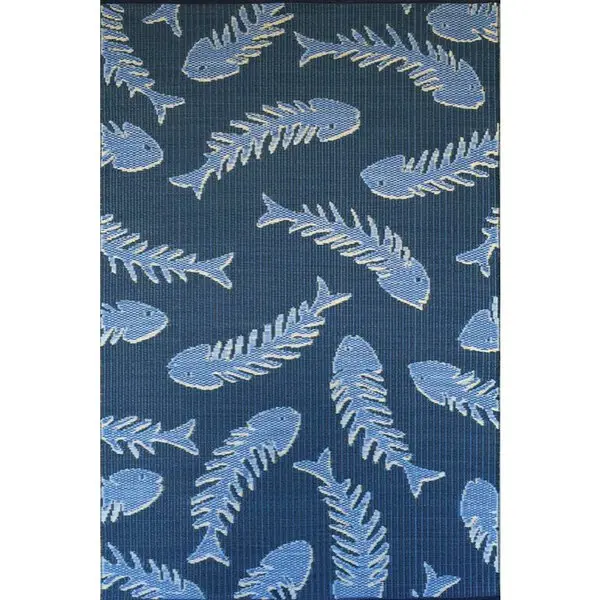 MAD MATS Fishbone Navy & Periwinkle Rug - 6'x9'