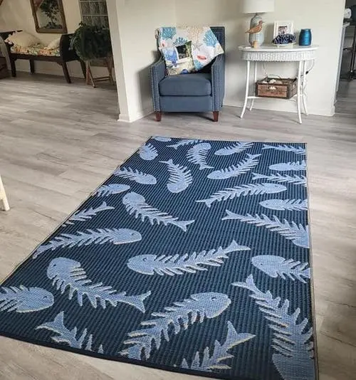 MAD MATS Fishbone Navy & Periwinkle Rug - 6'x9'