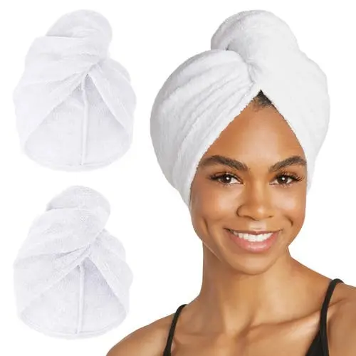 TURBIE TWIST 2-pack Extra Long Microfiber Hair Towel - White