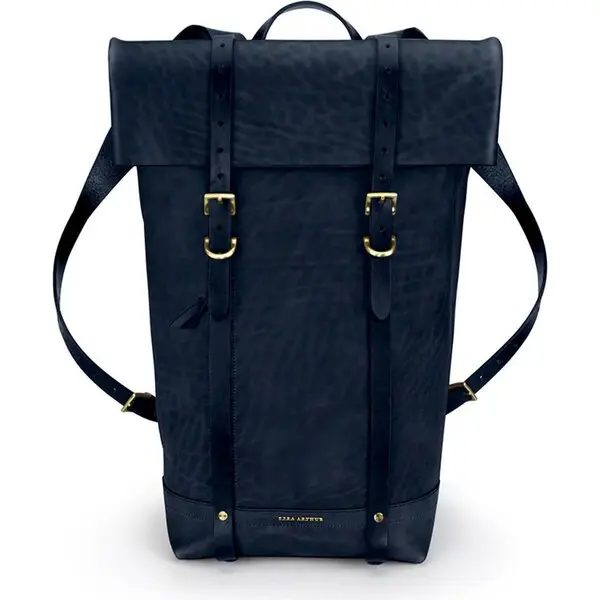 EZRA ARTHUR Keystone Leather Rucksack - Navy