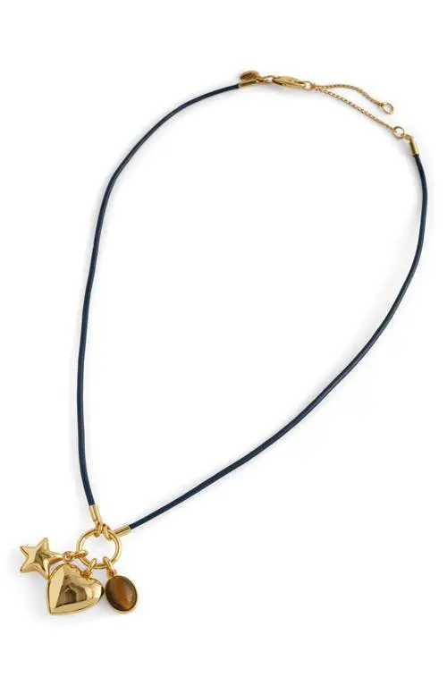 Madewell Heart Charm Cord Necklace - Antique Gold