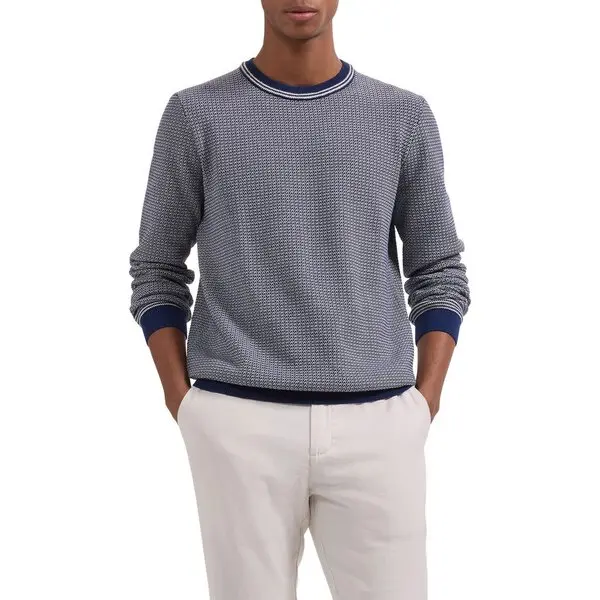 Bugatchi Micro-jacquard Knit Cotton Sweater
