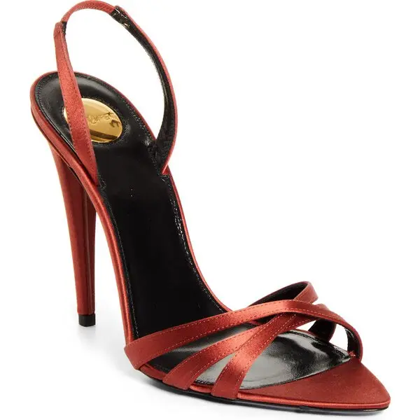Saint Laurent Kate Pointed Toe Slingback Sandal - Red