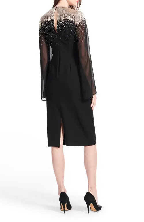 EMILY SHALANT Beaded Stretch Crepe Cocktail Dress