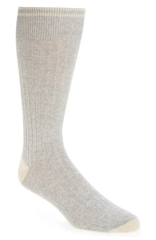 Nordstrom Ribbed Linen Blend Dress Socks - Light Grey