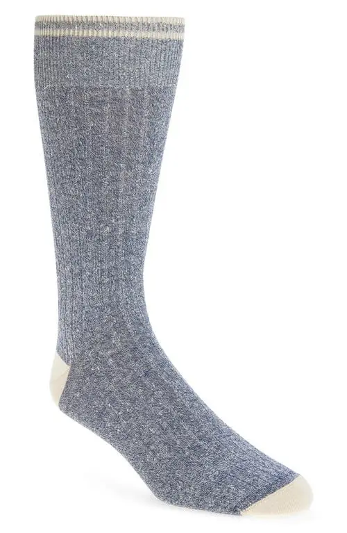 Nordstrom Ribbed Linen Blend Dress Socks - Navy