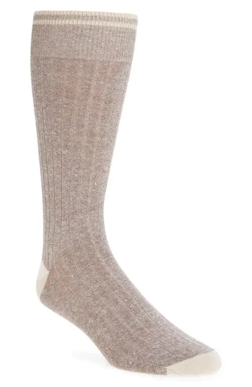 Nordstrom Ribbed Linen Blend Dress Socks - Taupe