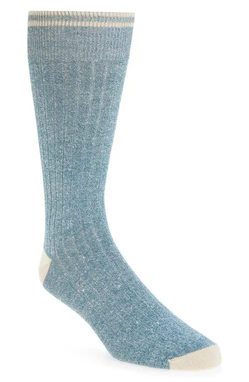 Nordstrom Ribbed Linen Blend Dress Socks - Teal