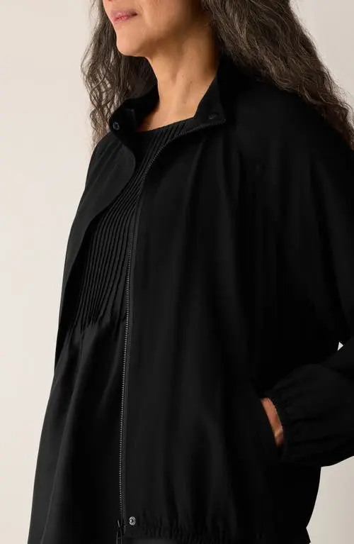 Eileen Fisher Stand Collar Silk Jacket