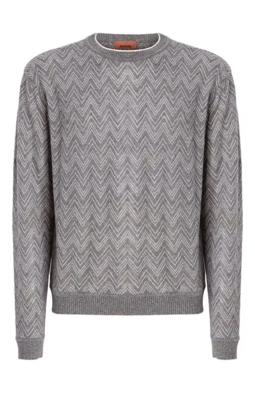 Missoni Crew-neck Cashmere Pullover With Zigzag Pattern