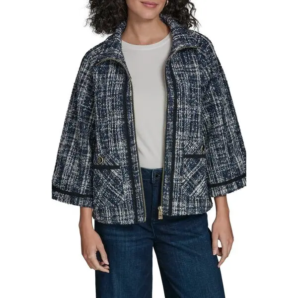 Karl Lagerfeld Tweed Capelet - Blue Multi