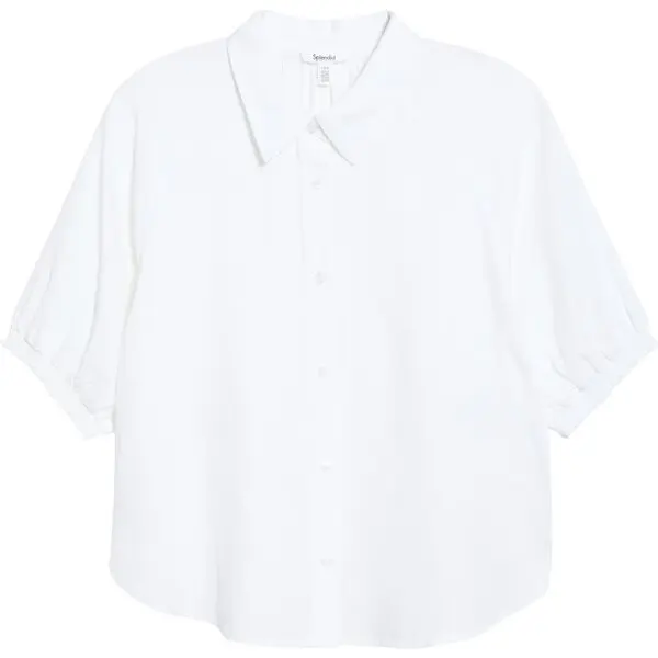Splendid Talia Puff Sleeve Button-up Shirt - White