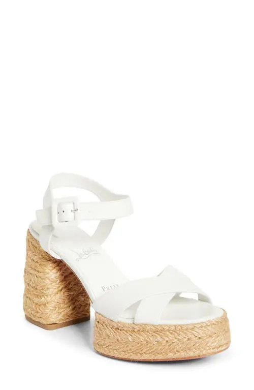 CHRISTIAN LOUBOUTIN Calakala Espadrille Platform Sandal - Bianco/lin Bianco