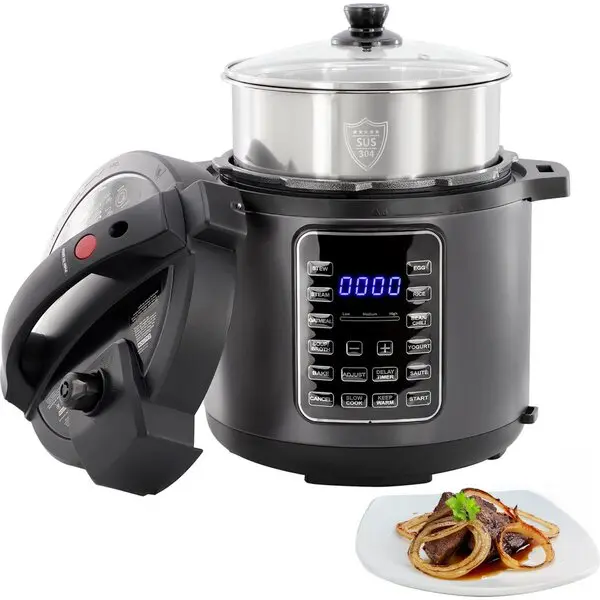 MEGACHEF 6 Quart 11-in-1 Electric Pressure Cooker - Grey
