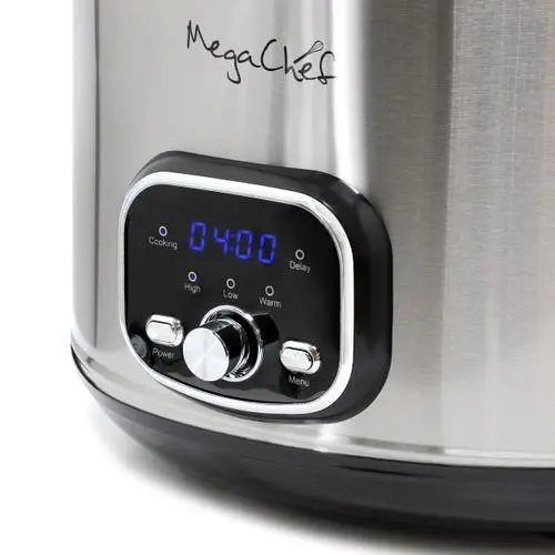 MEGACHEF 6 Quart + 2.6 Quart Split Stainless Steel Electric Slow Cooker In Silver
