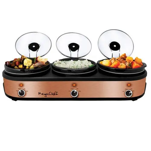 MEGACHEF Triple 2.5 Quart Slow Cooker And Buffet Server