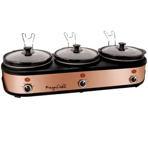 MEGACHEF Triple 2.5 Quart Slow Cooker And Buffet Server