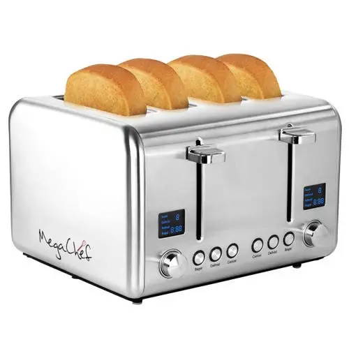 MEGACHEF 4 Slice Toaster In Stainless Steel Silver